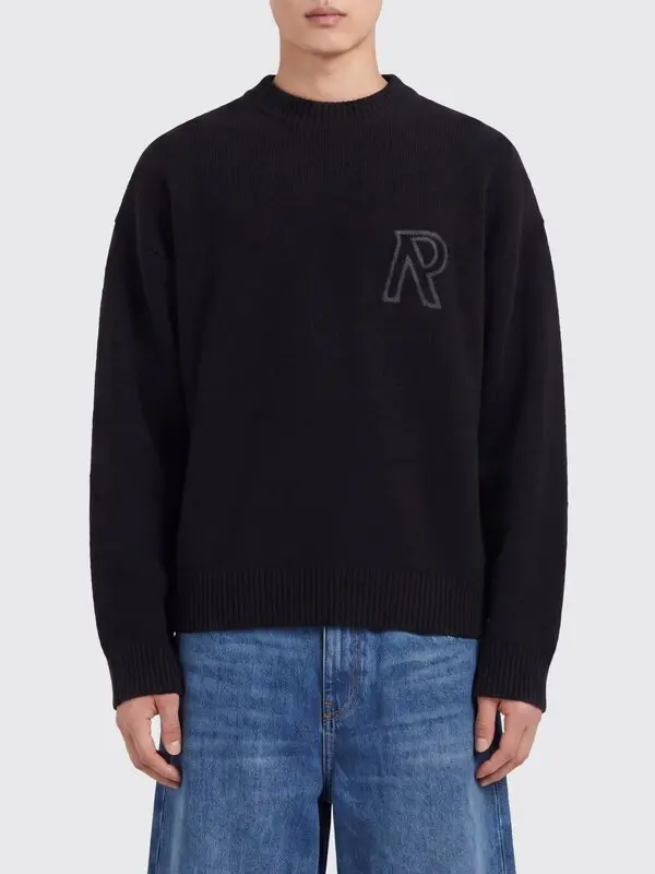 REPRESENT Crewneck Alpaca Wool-blend Jumper With Jacquard Logo And Dropped Shoulders - Black