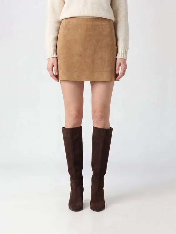 Khaite Mid-rise Suede Leather Pencil Mini Skirt - Beige