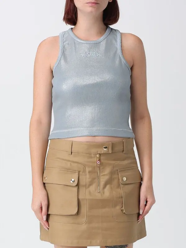 Casablanca Ribbed Tank Top With Graphic Detail - Blue