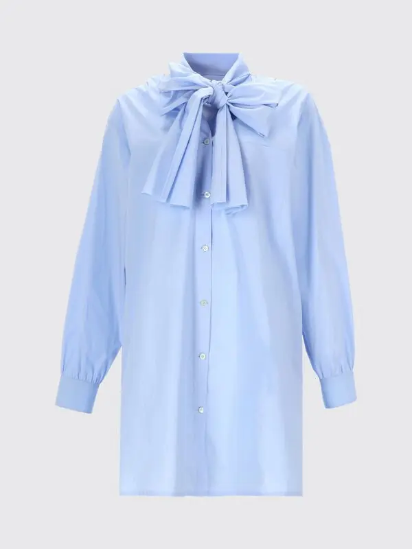 Moschino Cotton Mini Chemisier Dress With Pussy-bow Collar