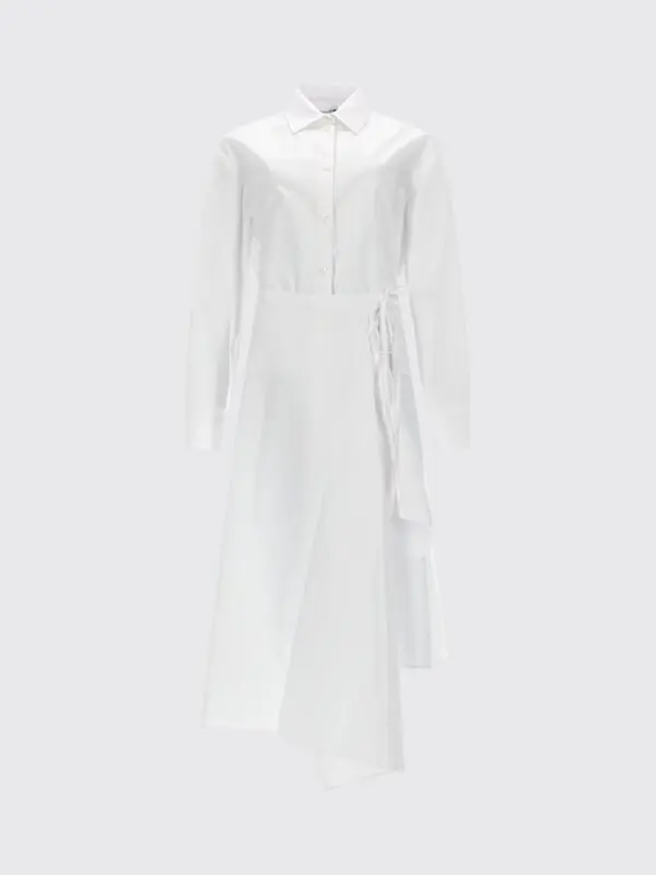MSGM Asymmetric Hem Wrap Cotton Midi Chemisier Dress