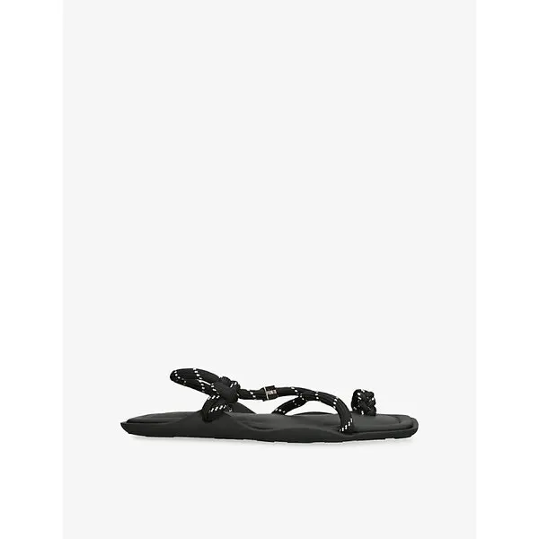 Flowze Square Toe Woven Rope Sandals - Black