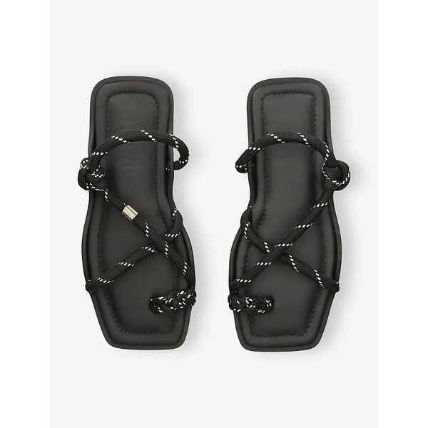 Flowze Square Toe Woven Rope Sandals - Black