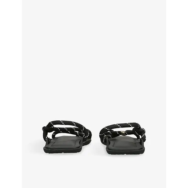 Flowze Square Toe Woven Rope Sandals - Black