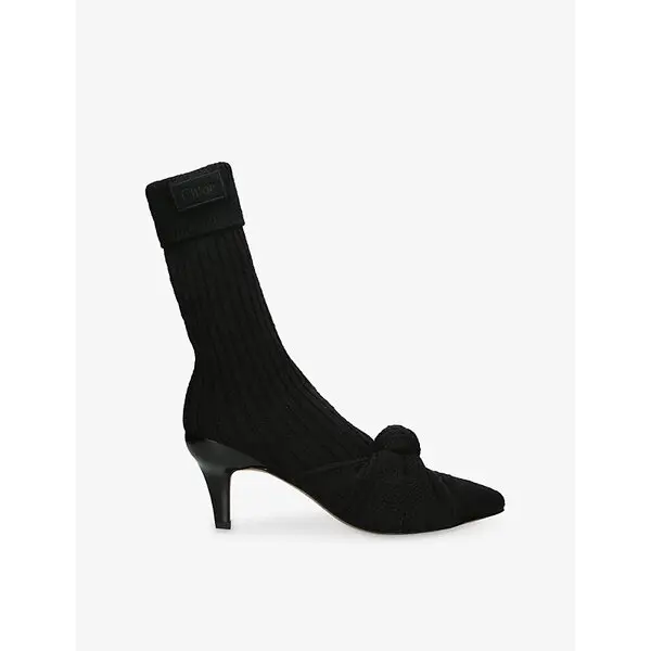Chloé Suzie Knitted Ankle Boots With Kitten Heel