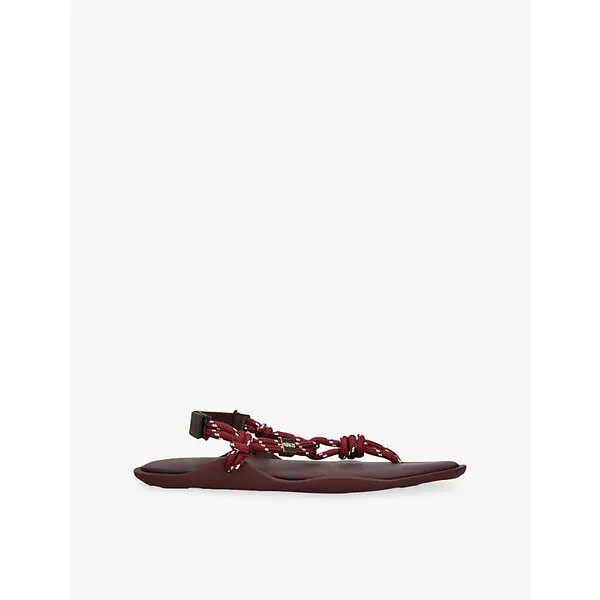 Flowze Woven Sandals With Knotted Straps And Adjustable Back Strap - Wine