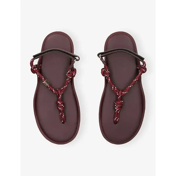 Flowze Woven Sandals With Knotted Straps And Adjustable Back Strap - Wine