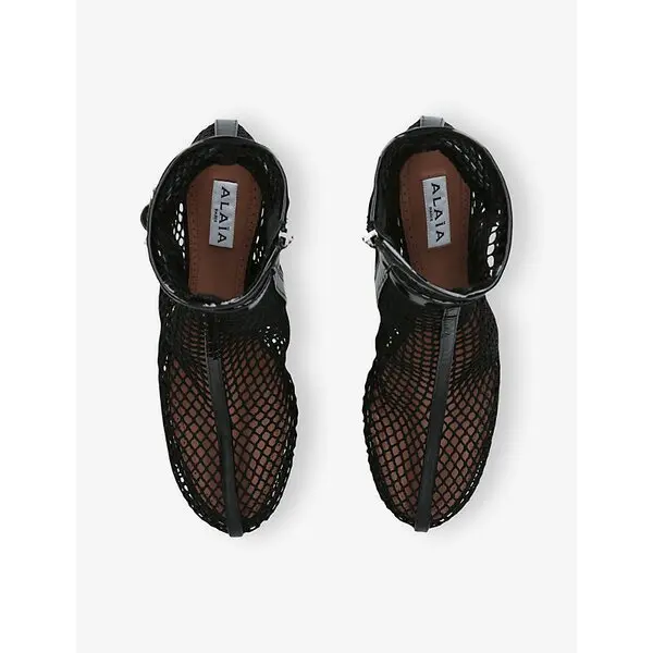 Alaïa Fishnet Leather Ankle Boots