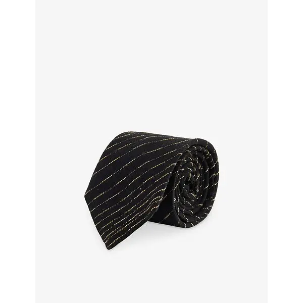 PERCIVAL Leland Striped Cotton Tie - Black