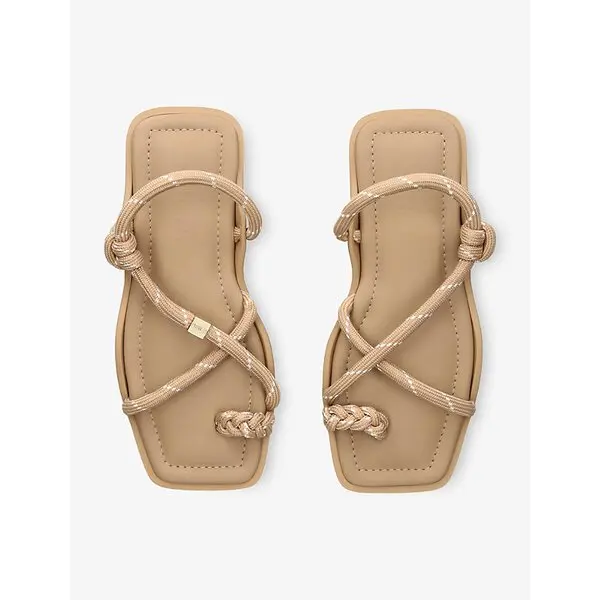 Flowze Flòwze Square Open Toe Crossover Rope Strap Sandals - Beige