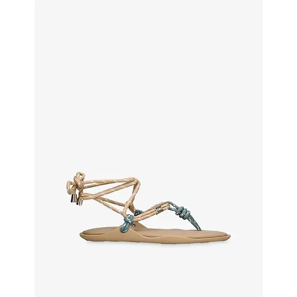 Flowze Flòwze Twin Woven Sandals With Tie Fastening - Beige Comb