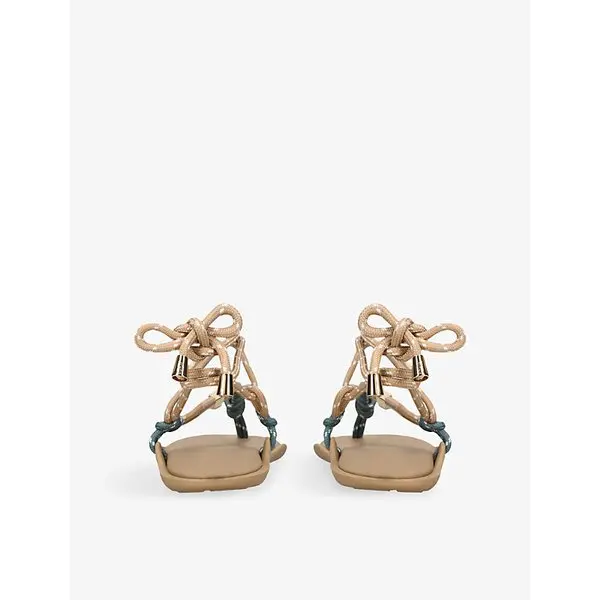 Flowze Flòwze Twin Woven Sandals With Tie Fastening - Beige Comb
