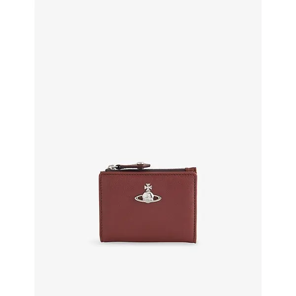 VIVIENNE WESTWOOD Slim Flap Leather Card Holder - Chestnut