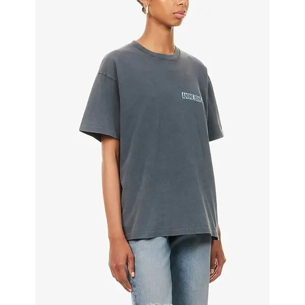 ANINE BING Palm Logo Cotton T-shirt