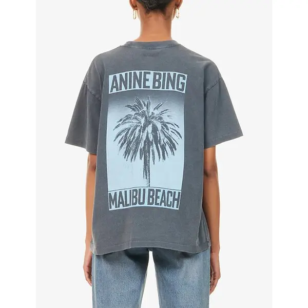 ANINE BING Palm Logo Cotton T-shirt