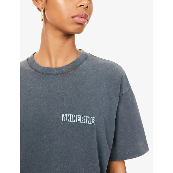 ANINE BING Palm Logo Cotton T-shirt