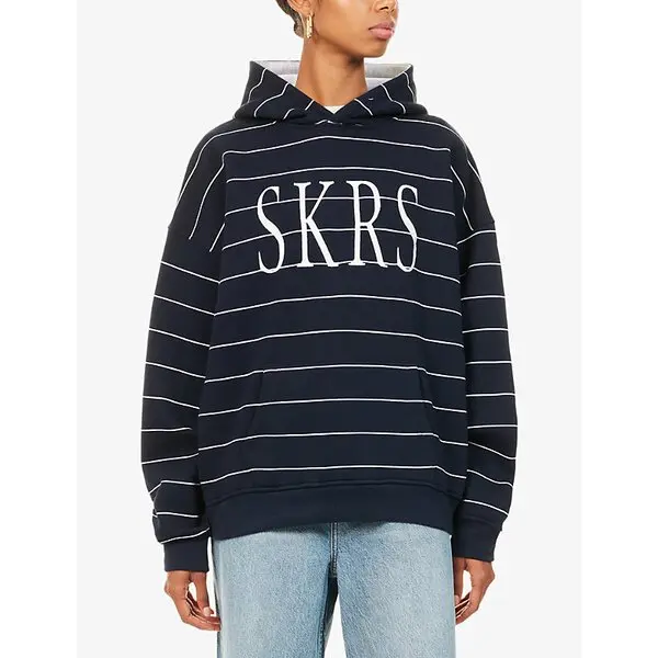 SISTERS & SEEKERS Striped Logo Cotton-blend Hoodie