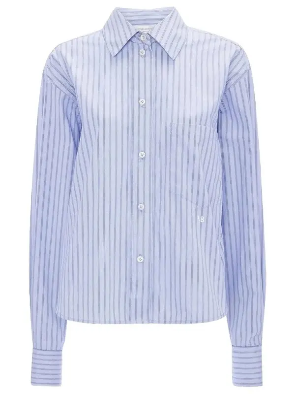 Victoria Beckham Ellys Striped Cotton Shirt - Blue