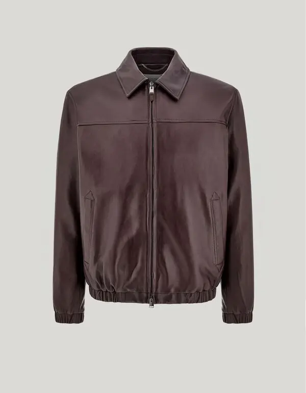 Canali Burgundy Lambskin Blouson - Red