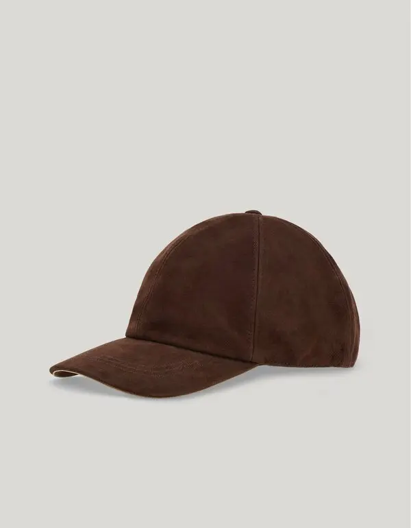 Canali Suede Baseball Cap With Piping