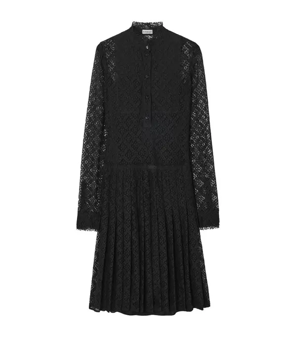 Burberry Lace Check Midi Dress - Black