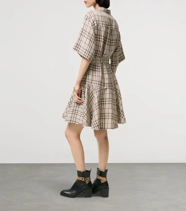Burberry Belted Check Midi Dress
