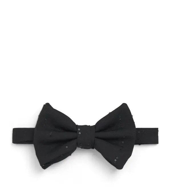 Giorgio Armani Large Sequinned Pre-tied Bowtie - Black