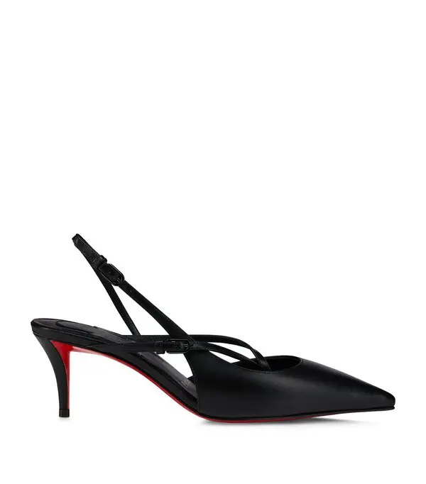 CHRISTIAN LOUBOUTIN Twistissimo Leather Slingback Pumps 60 - Black
