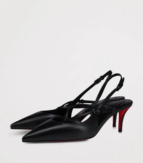 CHRISTIAN LOUBOUTIN Twistissimo Leather Slingback Pumps 60 - Black