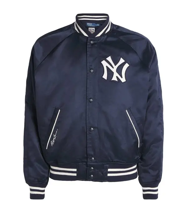 Polo Ralph Lauren Satin Yankees Bomber Jacket - Navy