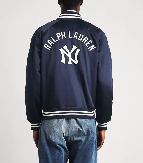 Polo Ralph Lauren Satin Yankees Bomber Jacket - Navy