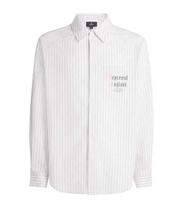 REPRESENT Cotton Pinstripe Shirt With Logo Detail