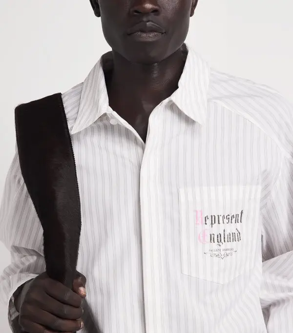 REPRESENT Cotton Pinstripe Shirt With Logo Detail