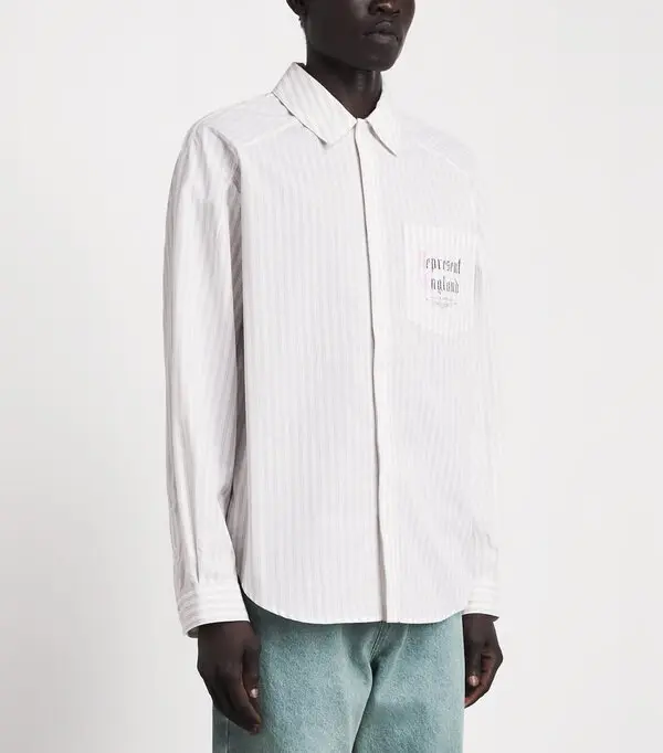 REPRESENT Cotton Pinstripe Shirt With Logo Detail