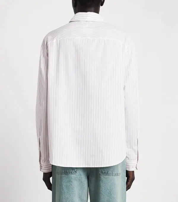 REPRESENT Cotton Pinstripe Shirt With Logo Detail