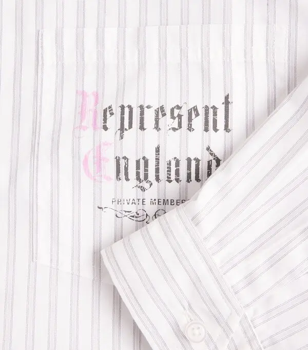 REPRESENT Cotton Pinstripe Shirt With Logo Detail
