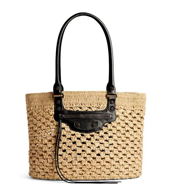 Balenciaga Raffia-lambskin Le City Basket Bag - Ivory