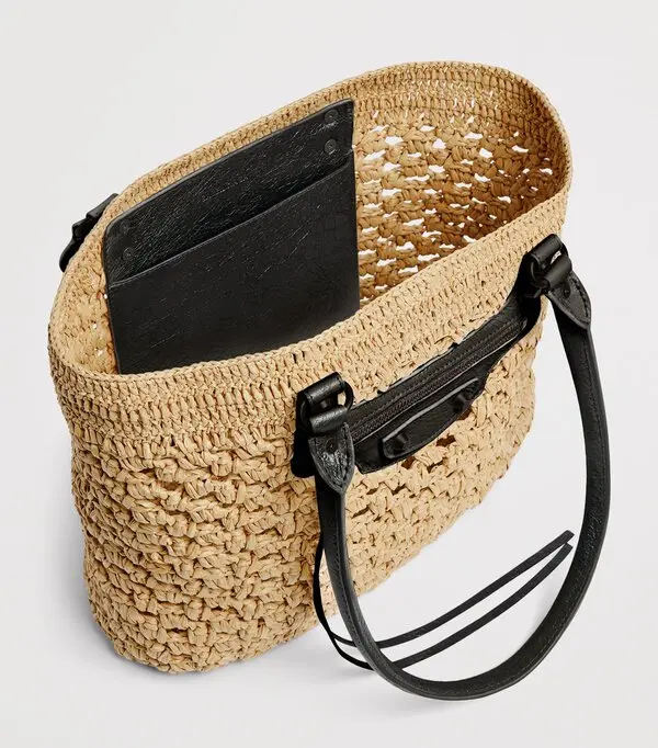 Balenciaga Raffia-lambskin Le City Basket Bag