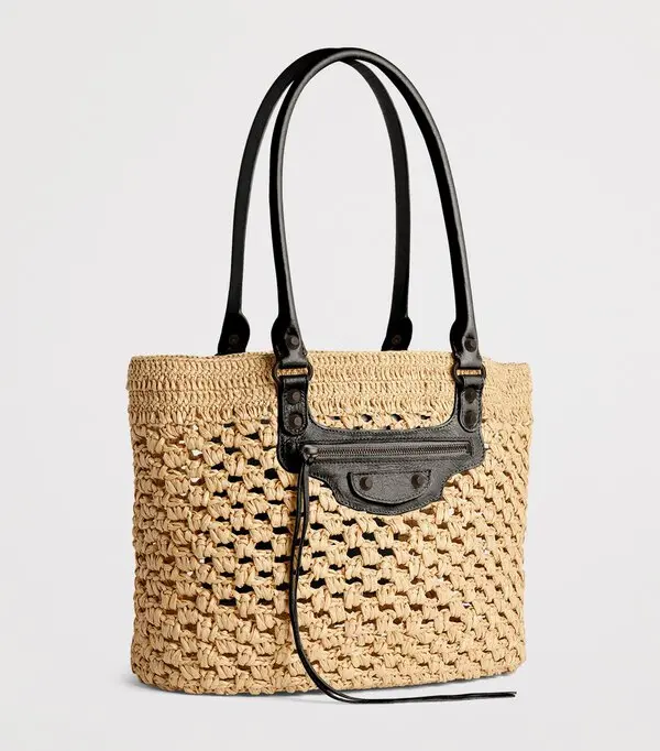 Balenciaga Raffia-lambskin Le City Basket Bag