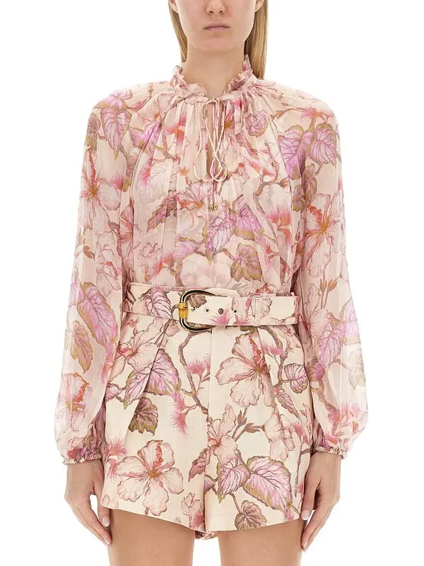 Zimmermann Floral Print Blouse - Pink