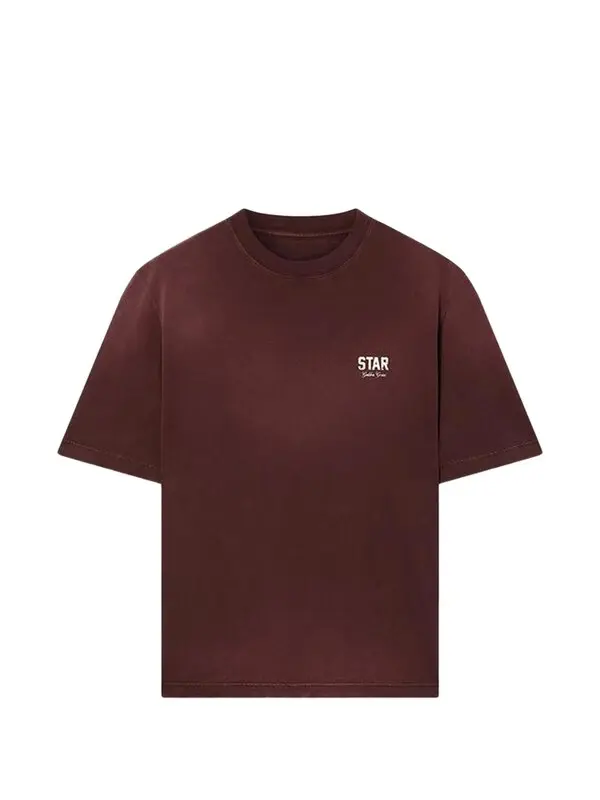 GOLDEN GOOSE Relaxed Crewneck T-shirt With Chest Logo And Sleeve Print - Rosso