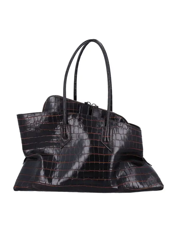 Attico Refined Architectural Handbag Medium Size - Coffee