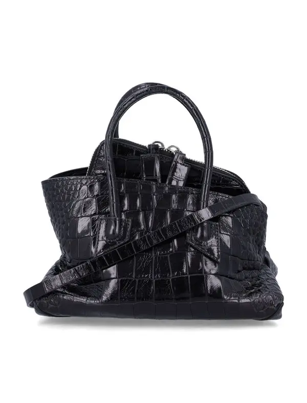 Attico Mini Paint-splatter Print Top-handle Handbag With Structured Handles & Removable Shoulder Strap - Nero