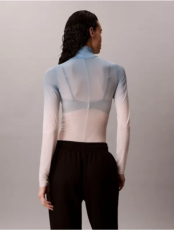 Calvin Klein Printed Second Skin Bodysuit With Turtleneck