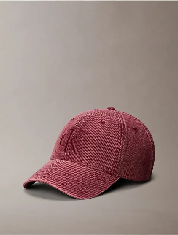 Calvin Klein Embroidered Monogram Denim Cap - Cherry Cola