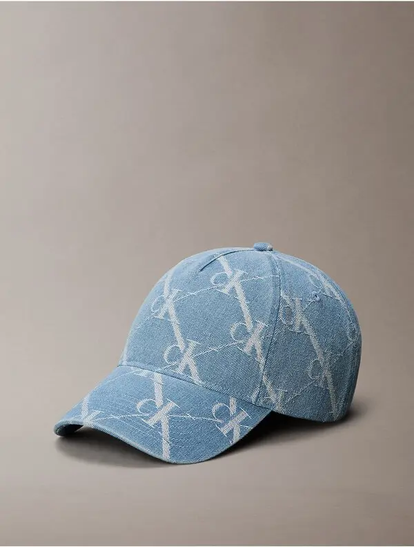 Calvin Klein Allover Monogram Denim Cap - Medium Wash