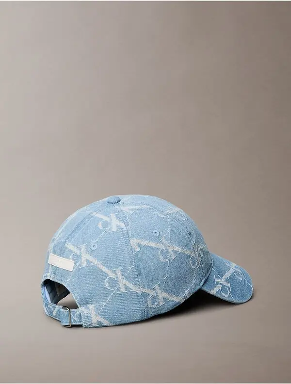 Calvin Klein Allover Monogram Denim Cap - Medium Wash