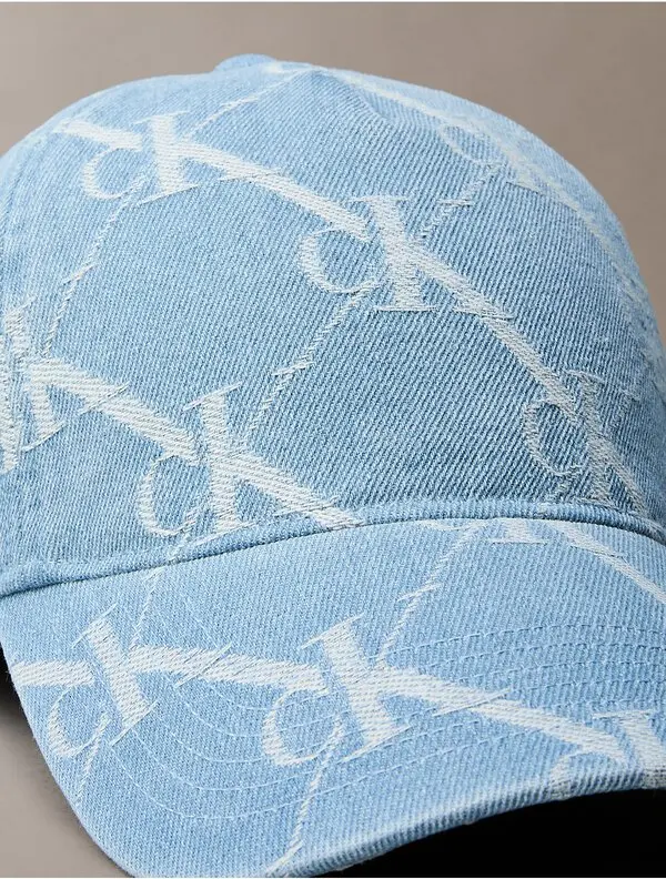 Calvin Klein Allover Monogram Denim Cap - Medium Wash