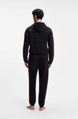 Hugo Contrast-piping Tracksuit Bottoms In Stretch Cotton