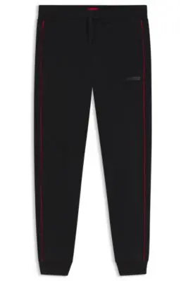 Hugo Contrast-piping Tracksuit Bottoms In Stretch Cotton